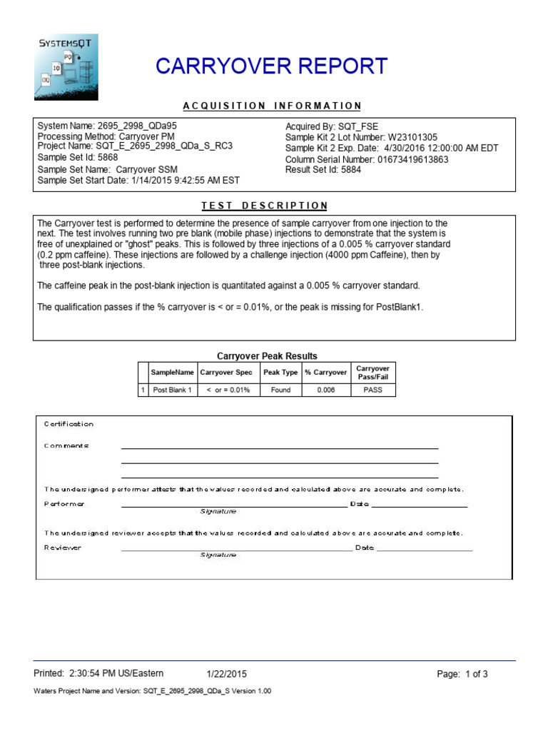 Carryover | PDF | Analytical Chemistry | Laboratory Techniques
