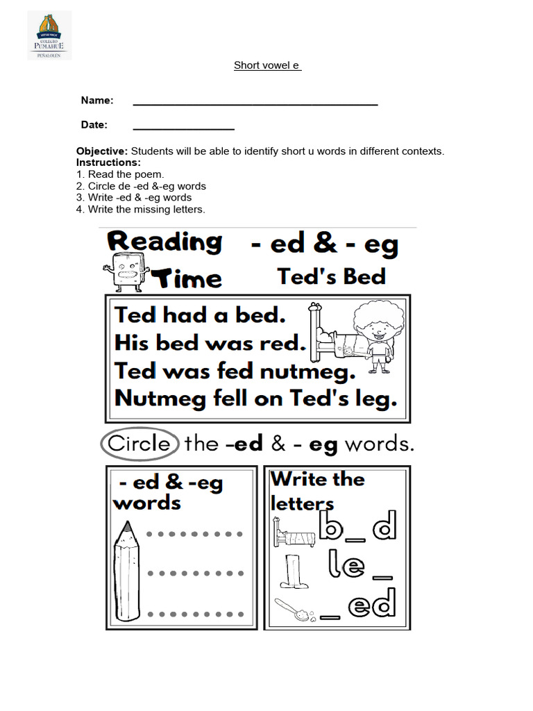 Short e - Reading, Write and Circle | PDF