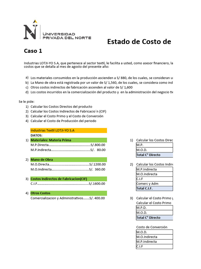 Caso 1 Produccion Costos | PDF | Economias | Comercio