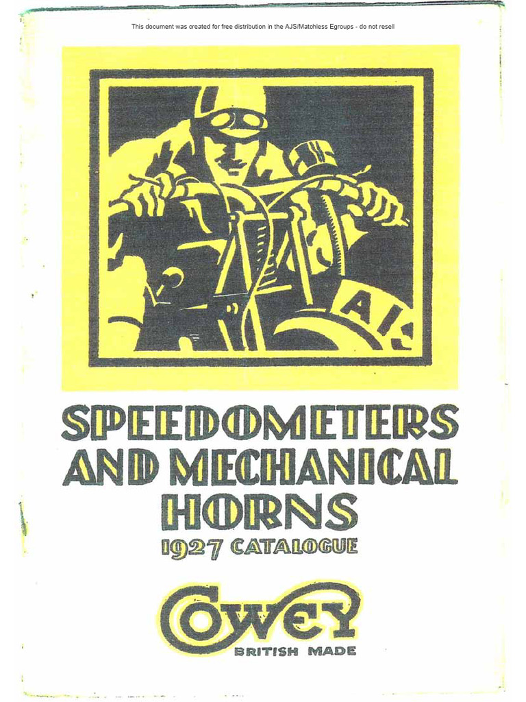 Cowey Speedo Catalogue 1927 | PDF