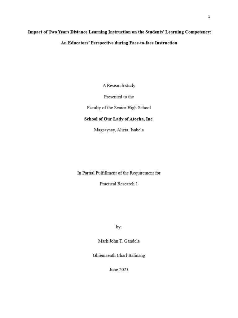 Distance Learning's Impact on Student Competency | PDF | Educational ...