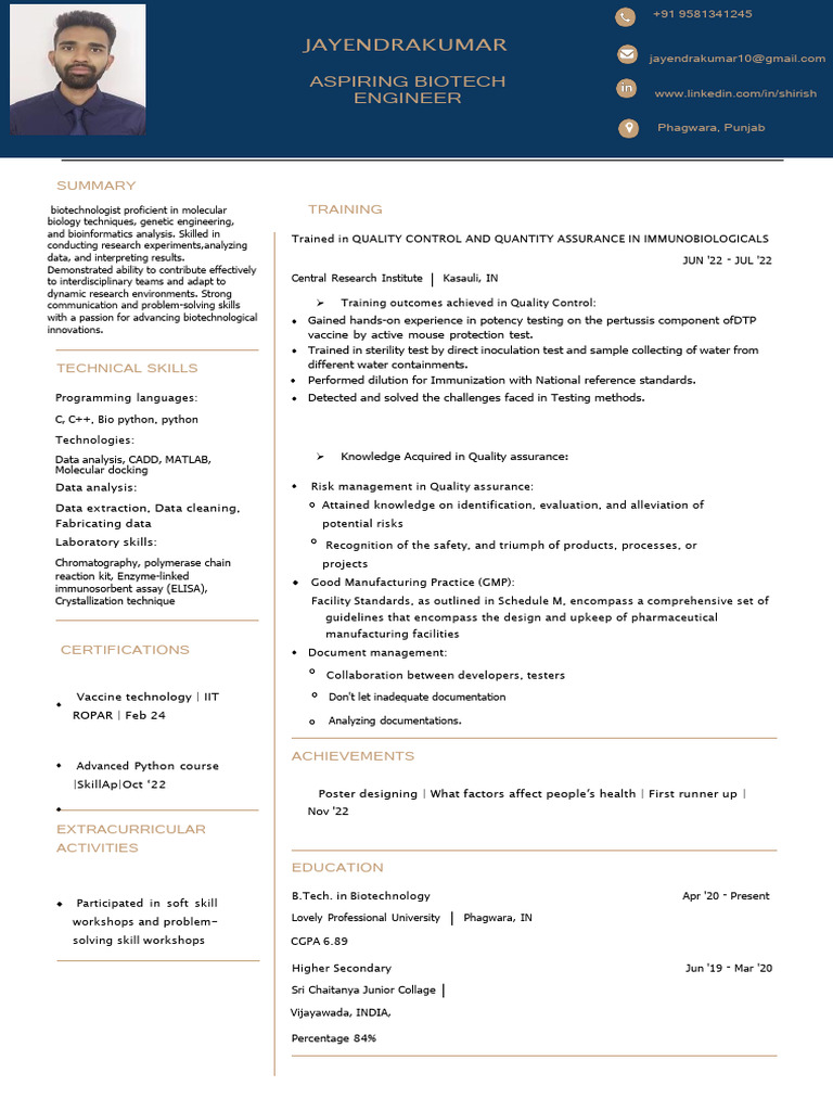 CV Jay 1 | PDF | Biotechnology | Vaccines