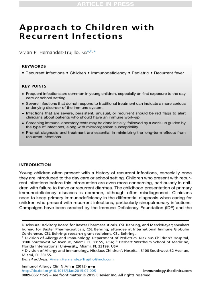 Recurrent Infections in FQ | PDF | Infection | Pneumonia
