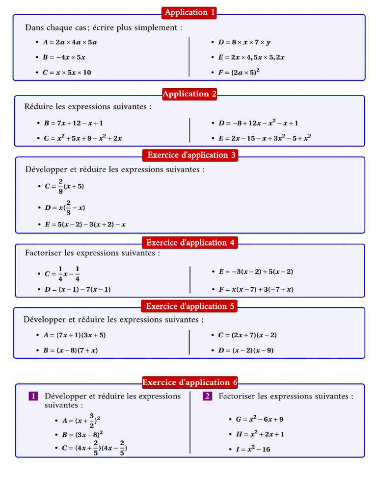 2apic Calcul Littérale | PDF