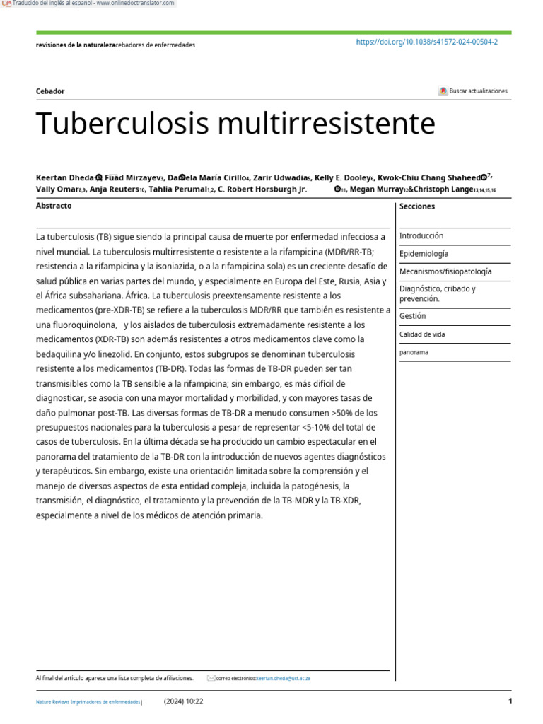 Tuberculosis 2024.en - Es | PDF | Tuberculosis | Infección