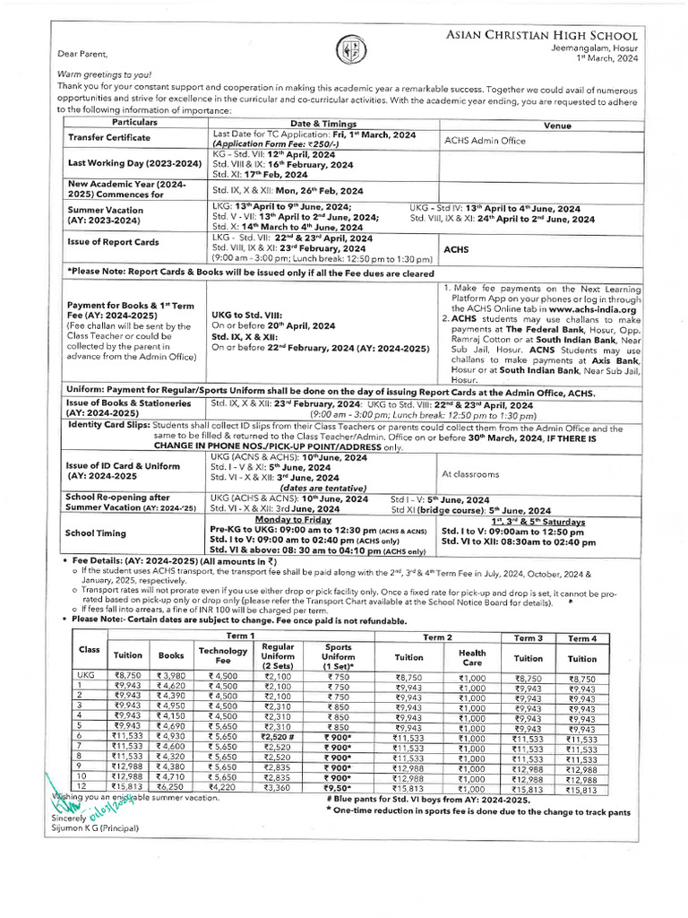 Year End Letter and Health Care PGM 2024-2025 | PDF