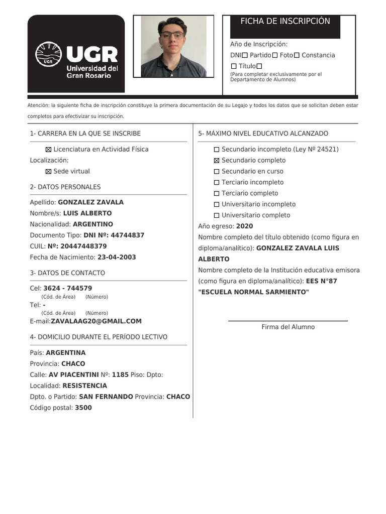Luis Alberto Gonzalez Zavala | PDF | Documento de identidad
