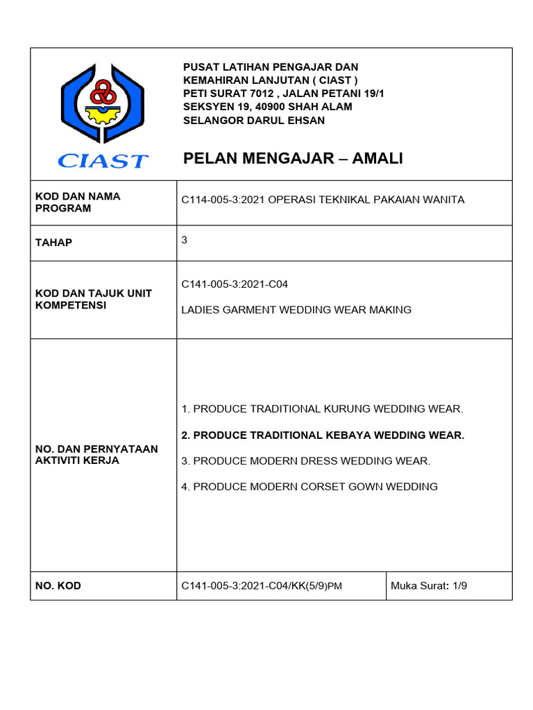 Pelan Mengajar C04 - Amali SM | PDF