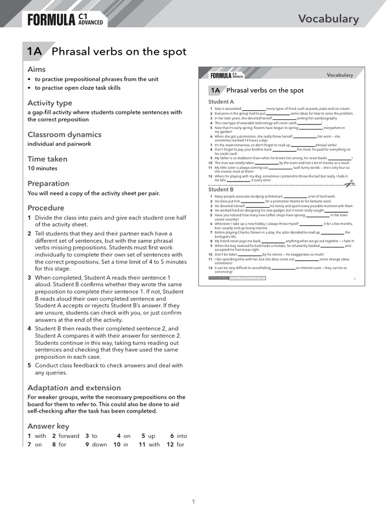 FORMULA C1 Photocopiables TNs | PDF | Perfect (Grammar) | Grammatical Tense