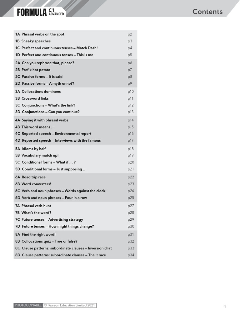 FORMULA C1 Photocopiables | PDF | Adjective | Noun