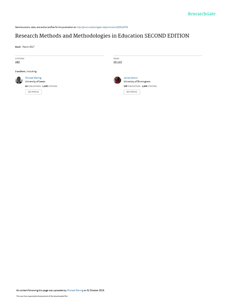 Sage Publications LTD - Research Methods and Methodologies in Education ...