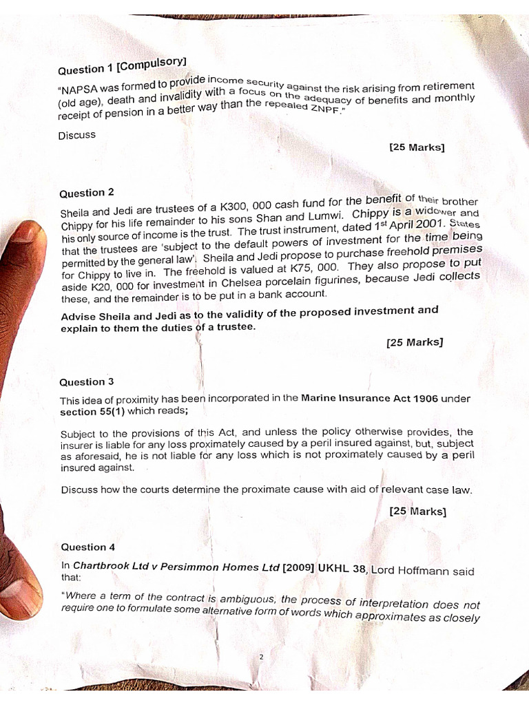 Insurance Past Paper | PDF