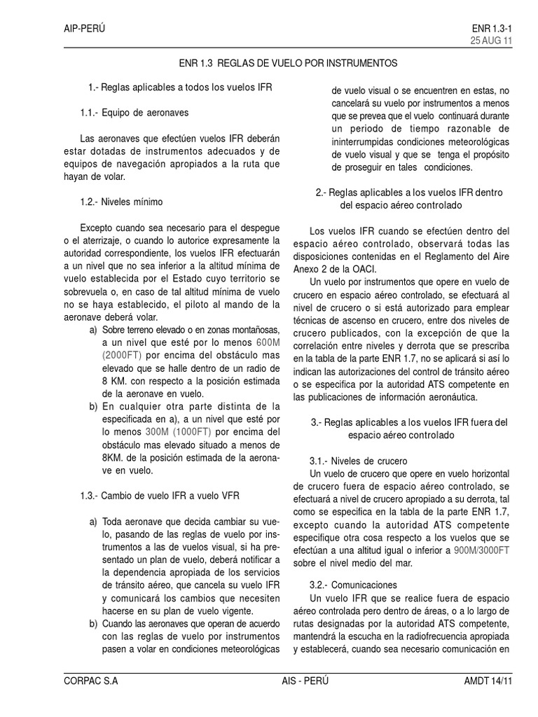 Enr 1.3-1 | PDF | Reglas de vuelo por instrumentos | Aeronáutica