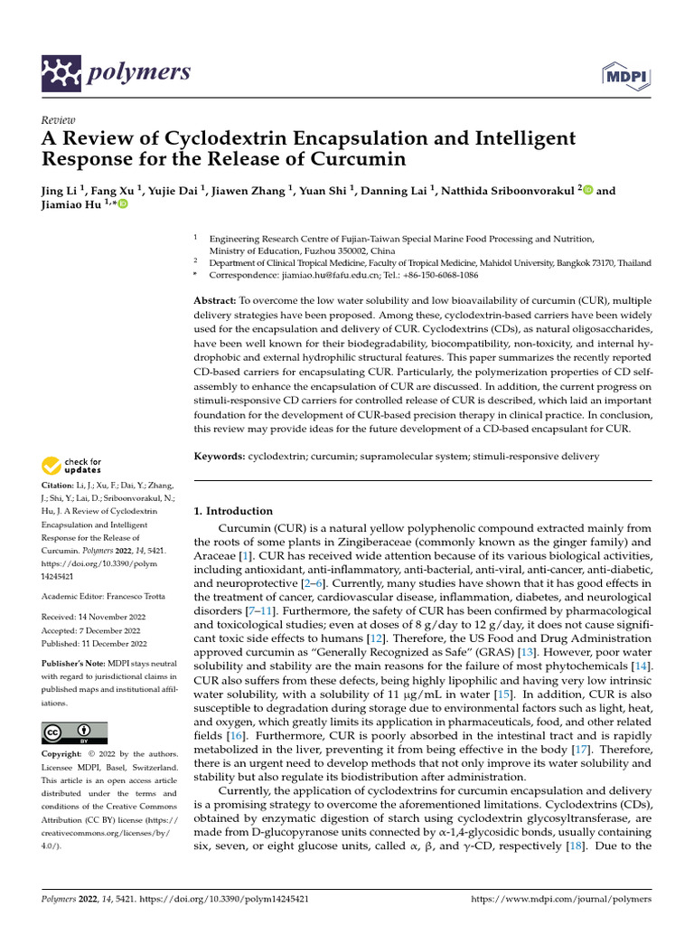 Polymers 14 05421 v2 | PDF | Supramolecular Chemistry | Chemistry