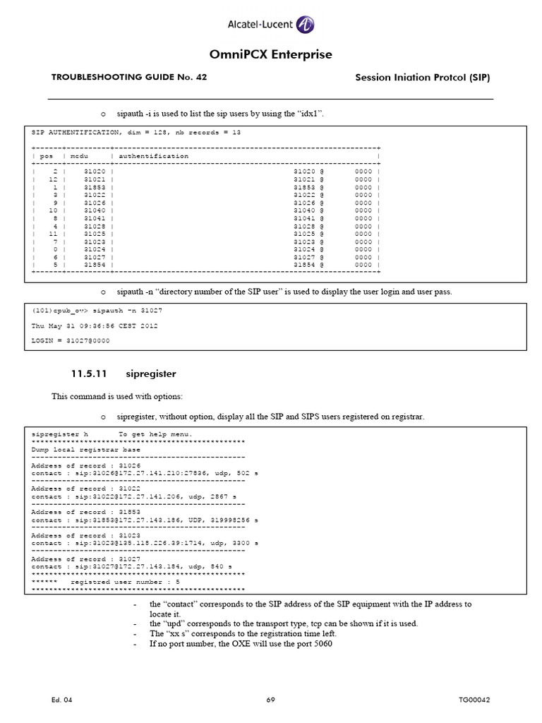 Tg0042en Ed04 Session Initiation Protcol Sip 2 De 2 Pdf