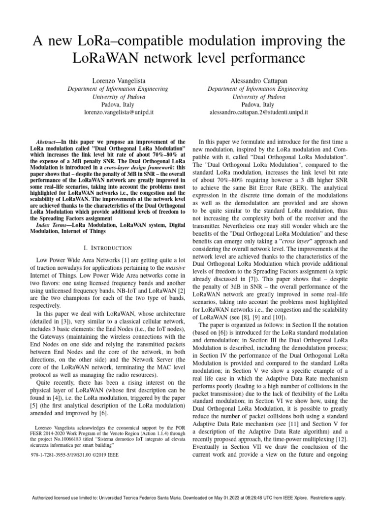 2019 A New LoRa-compatible Modulation Improving The LoRaWAN Network ...