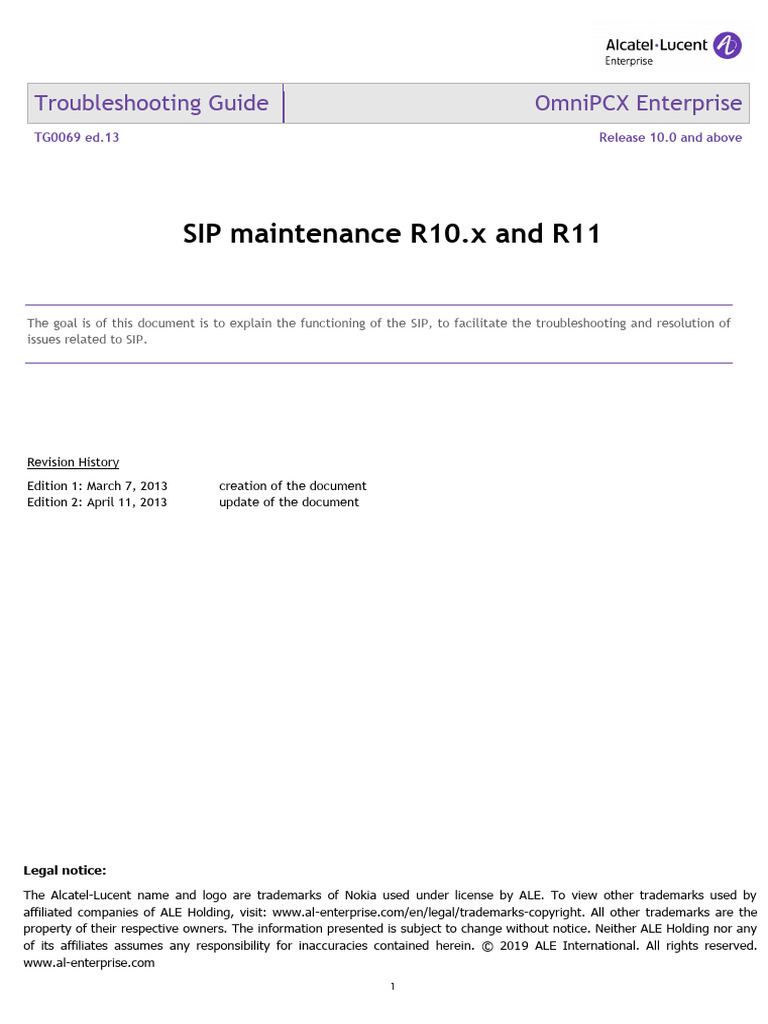 TG0069en-Ed13 SIP Maintenance R10.x and R11 1 de 2 | PDF | Session ...