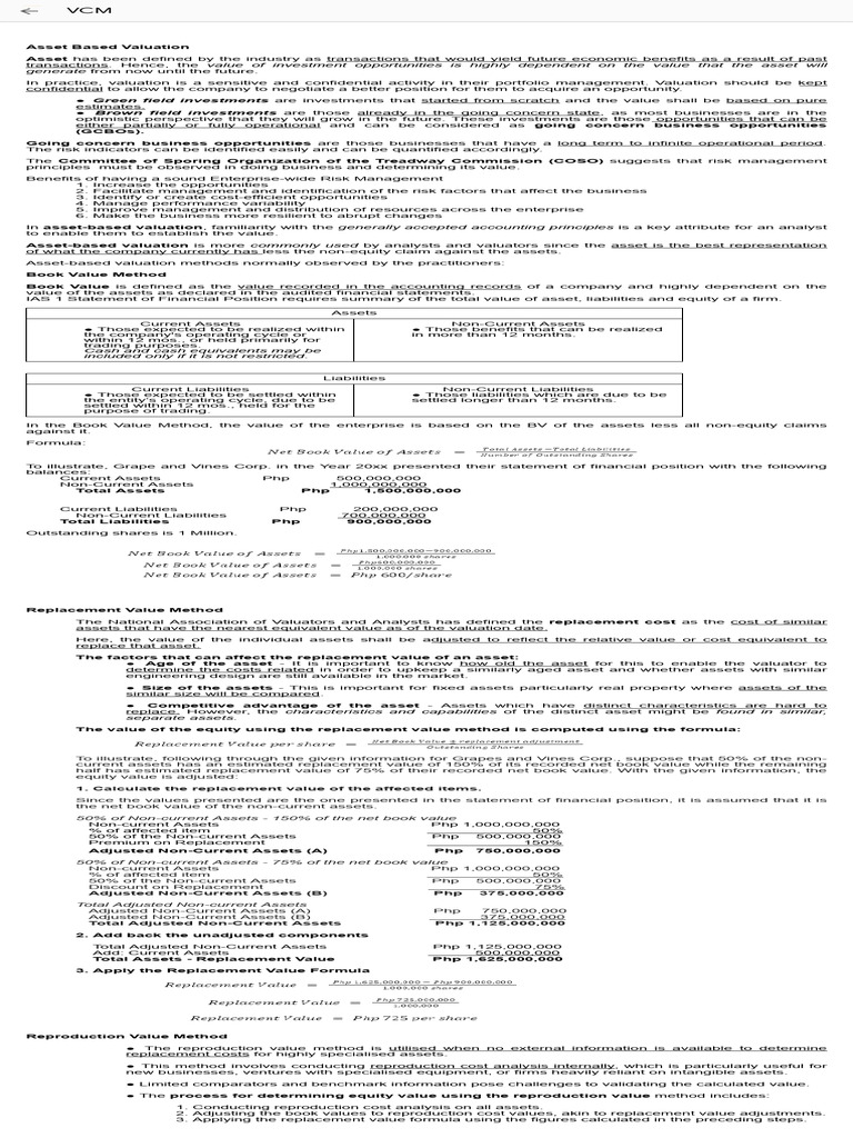Chapter 2 - Asset Valuation Method | PDF | Valuation (Finance) | Book Value