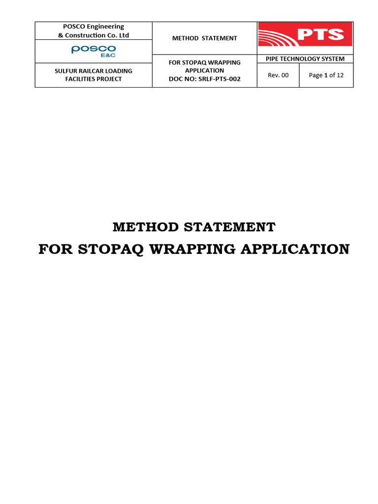 Method of Statement For STOPAQ Wrapping | Download Free PDF | Pipe ...