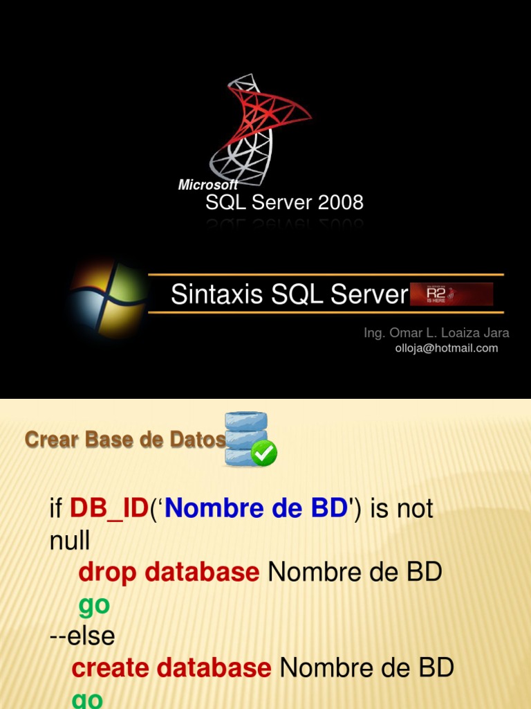 Sintaxis en SQL Server | SQL | Tabla (base de datos)