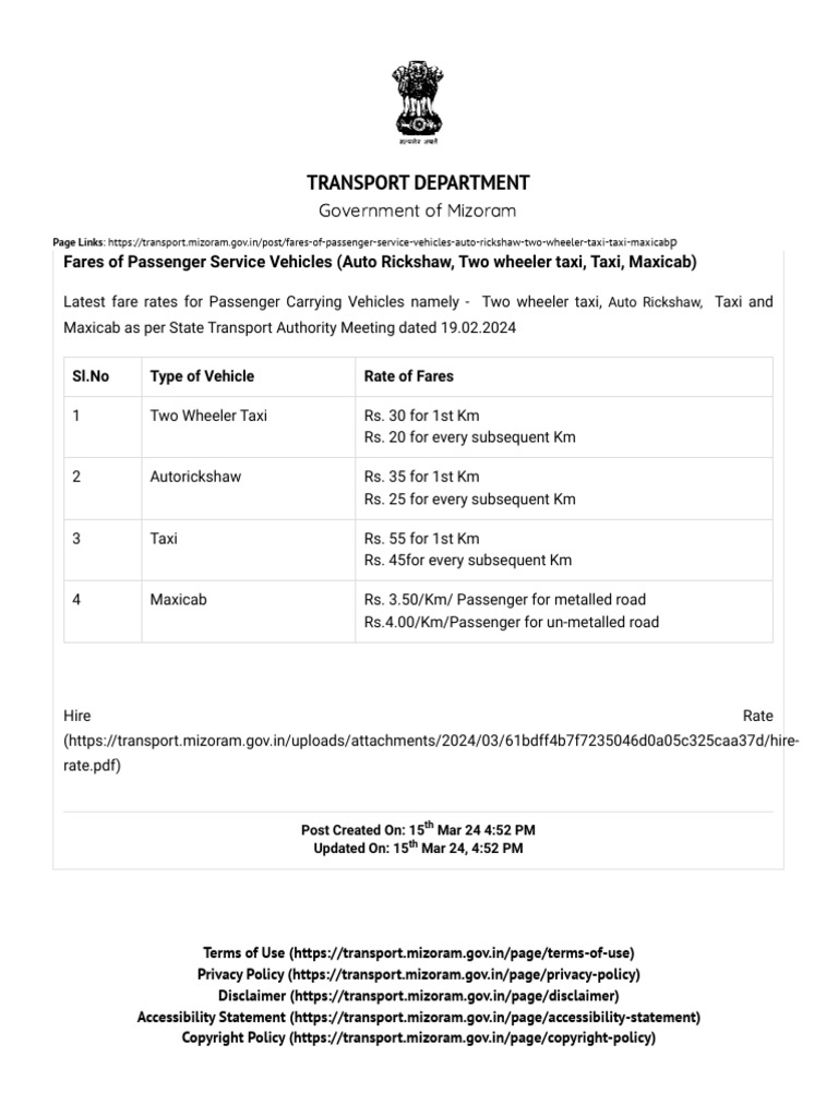 TRANSPORT DEPARTMENT, Government of Mizoram, India | PDF | Public ...