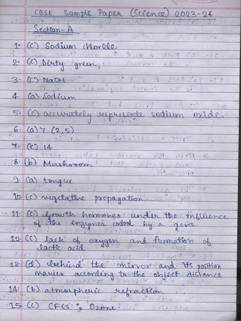 Science Cbse SQP Solved | PDF