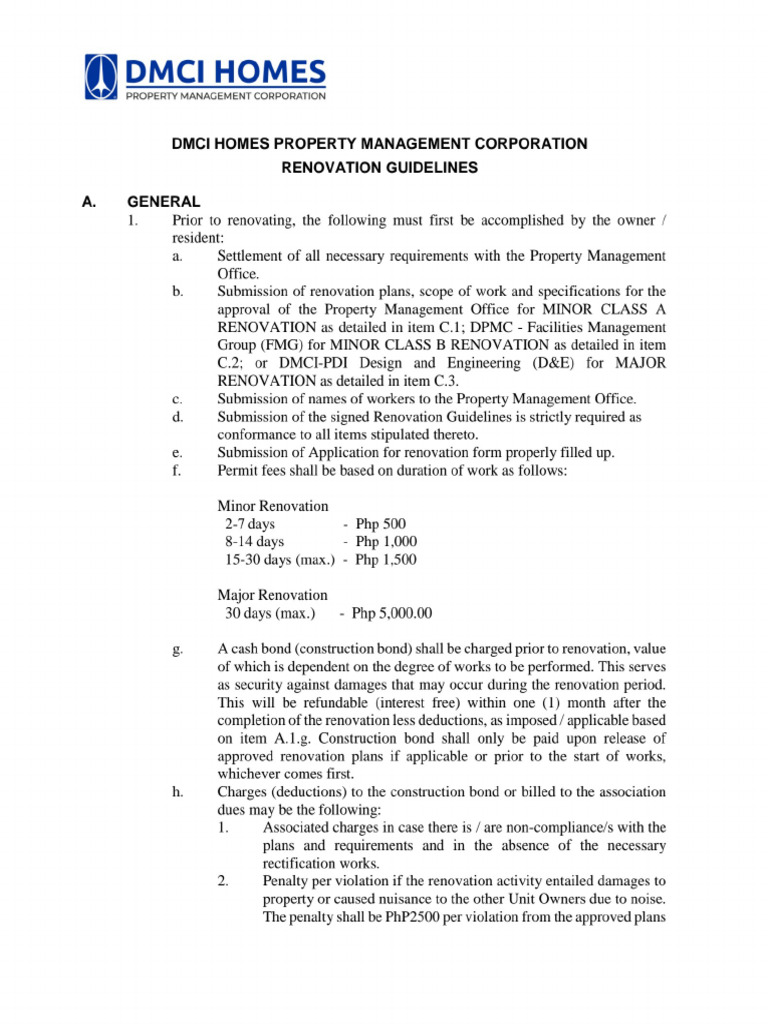 DPMC-2024-01-010 - Updated DPMC Renovation Guidelines-Ora | PDF