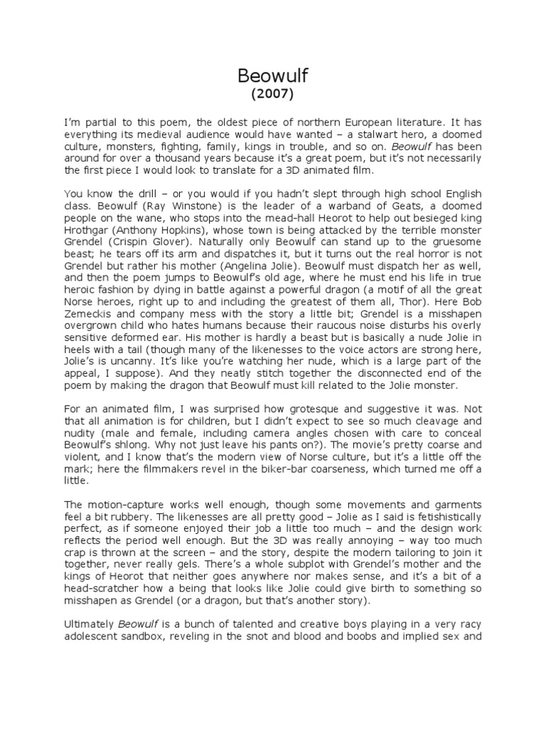 Beowulf Movie Review | PDF | Beowulf | Geats