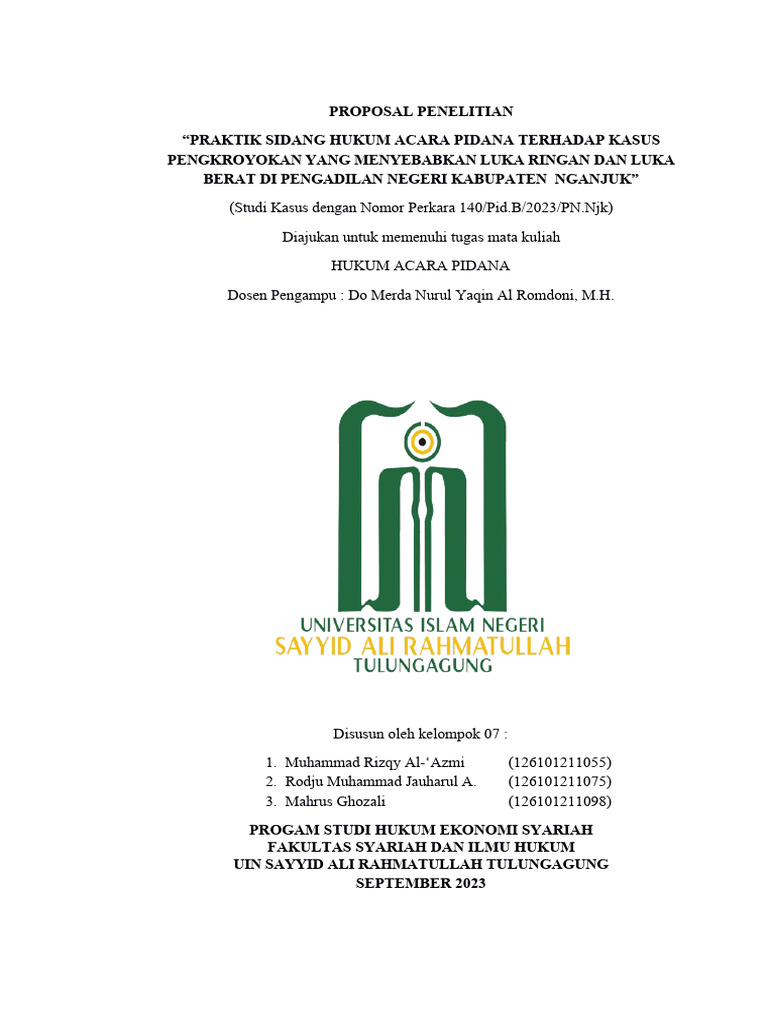 Proposal Sidang Pidana | PDF