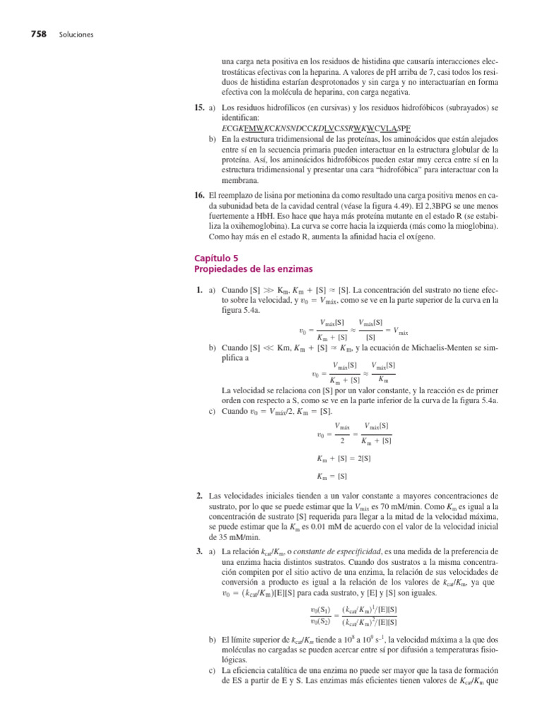 Soluciones: Capítulo 5 Propiedades de Las Enzimas | PDF | Enzima | Sustrato (Química)