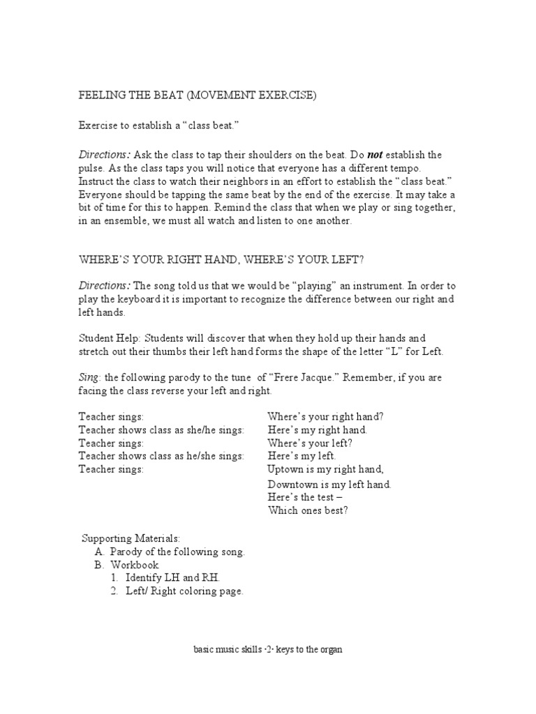 Basic Music Skills 2 Keys To The Organ | PDF | Finger | Hand