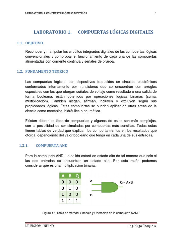 Lab 1 Compuertas-Logicas | PDF | Puerta lógica | Electrónica digital