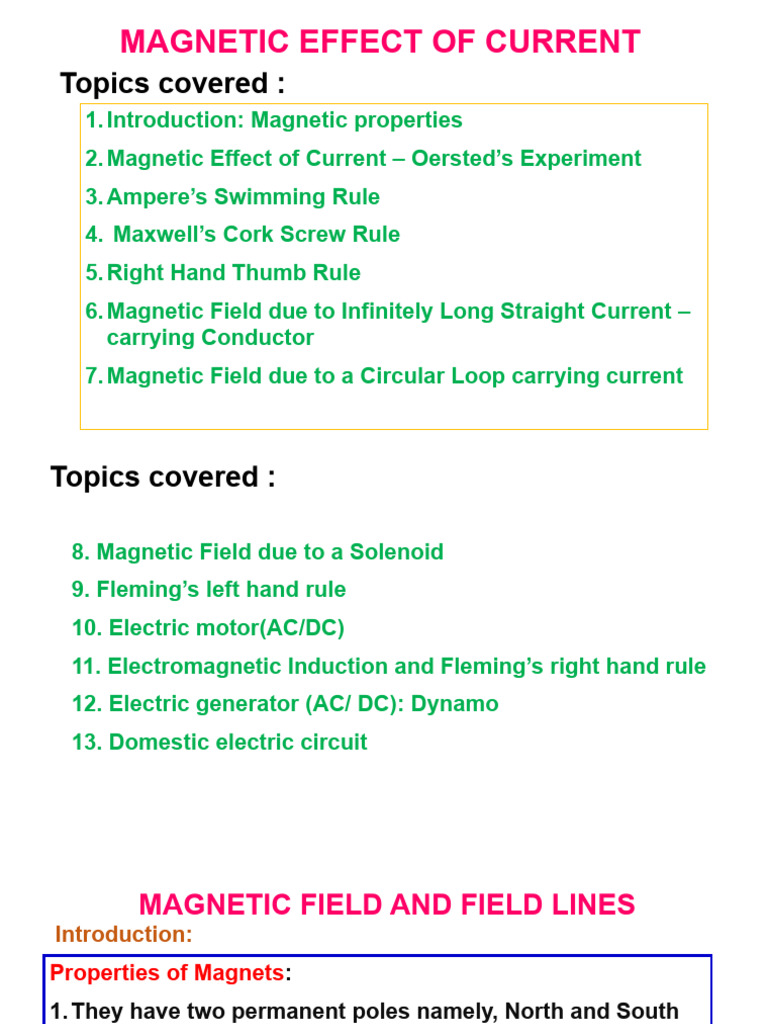 Magnetic Effects of Electric Current | PDF | Magnetic Field ...