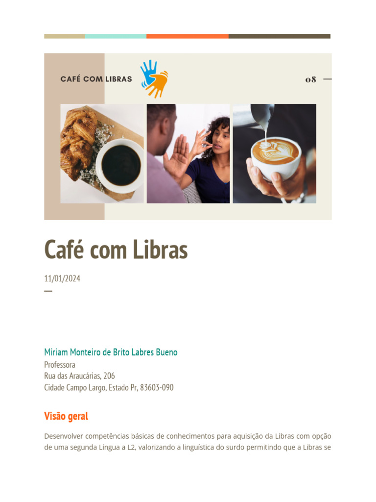 Café Com Libras | PDF | Segundo idioma | Comunicação humana