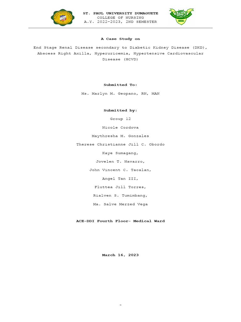 Ace Paper Final | PDF | Chronic Kidney Disease | Creatinine