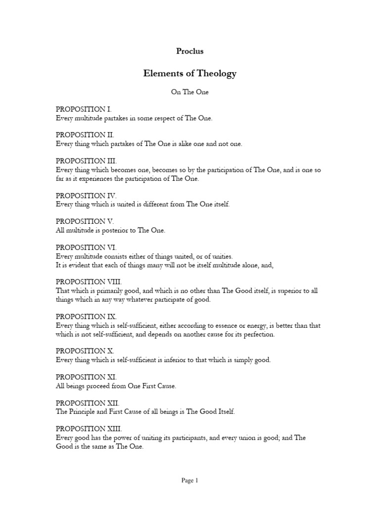 Proclus - Elements of Theology (Without Scholia) | PDF | Nous | Soul