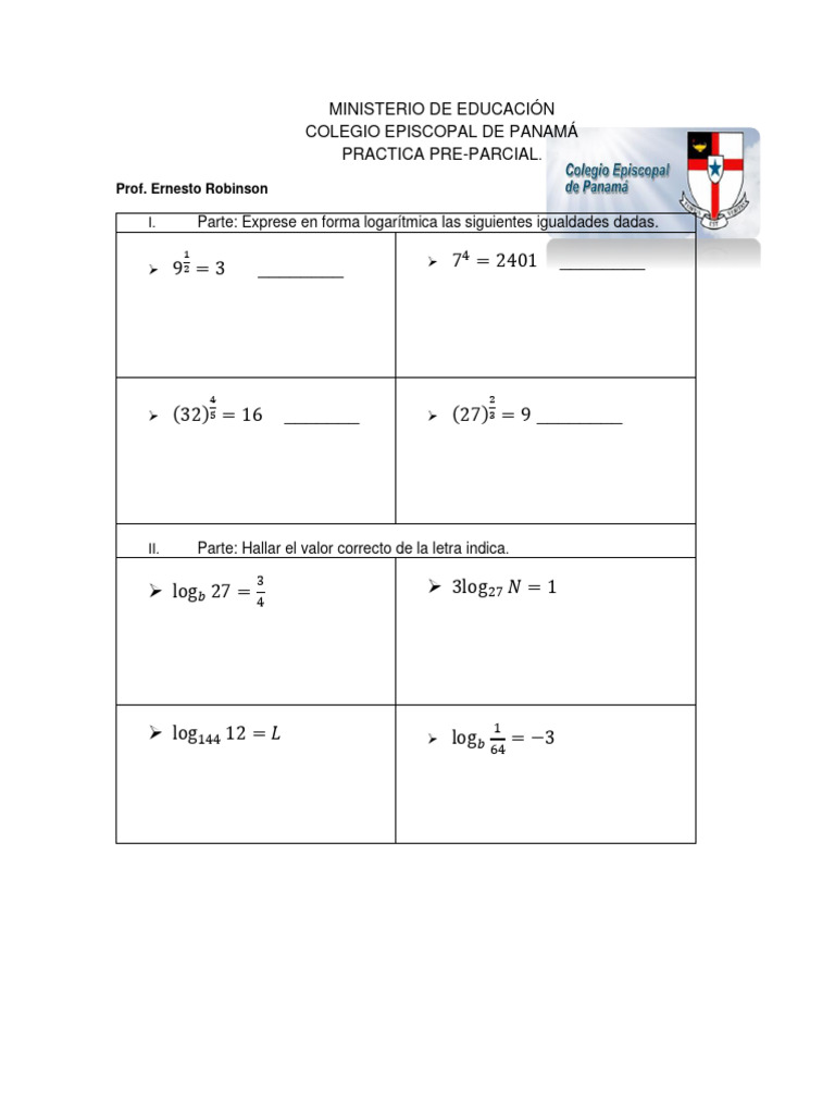 Practica Pre-Parcial Logaritmo | PDF