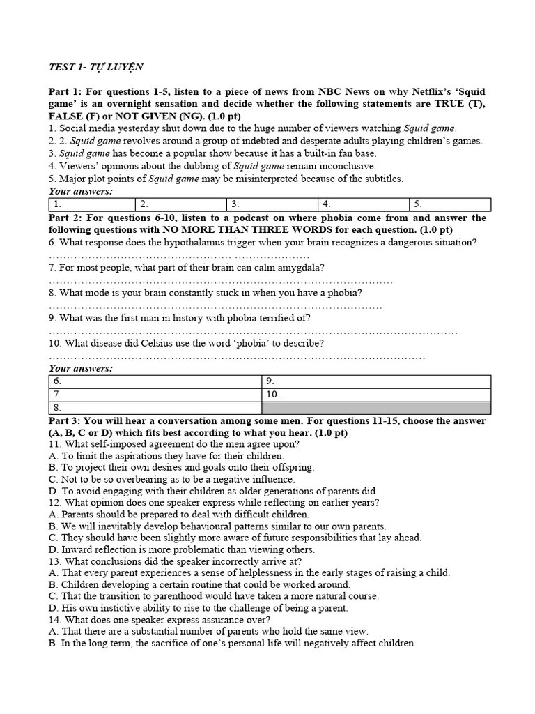 Test 1 Tu Luyen | PDF | Troy | Trojan War