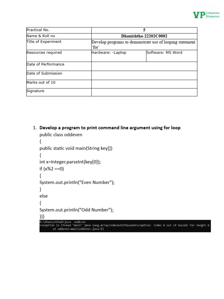 For Loop Programming Examples | PDF