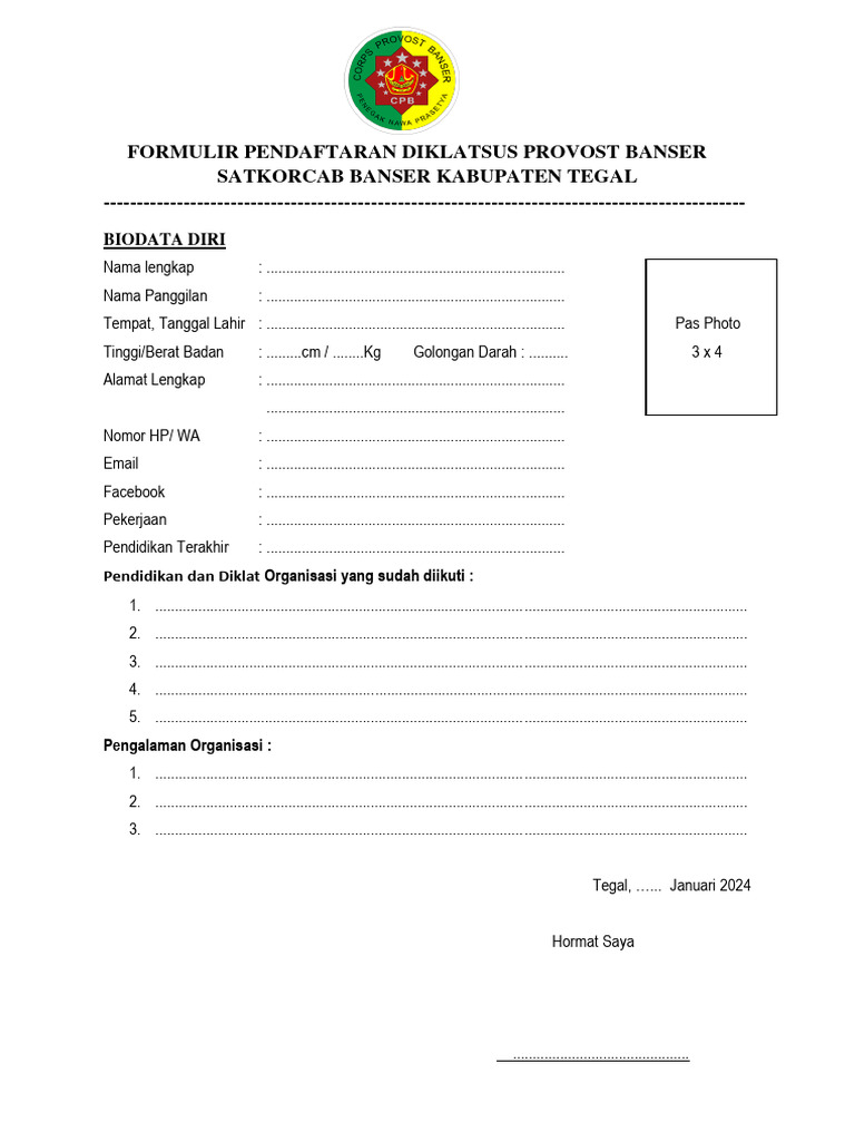 Pendaftaran Anggota Provost Banser | PDF | Karier & Perkembangan