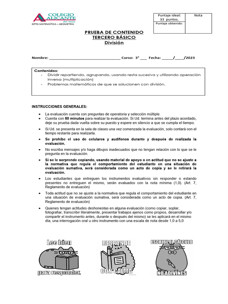 Prueba 3ro | PDF