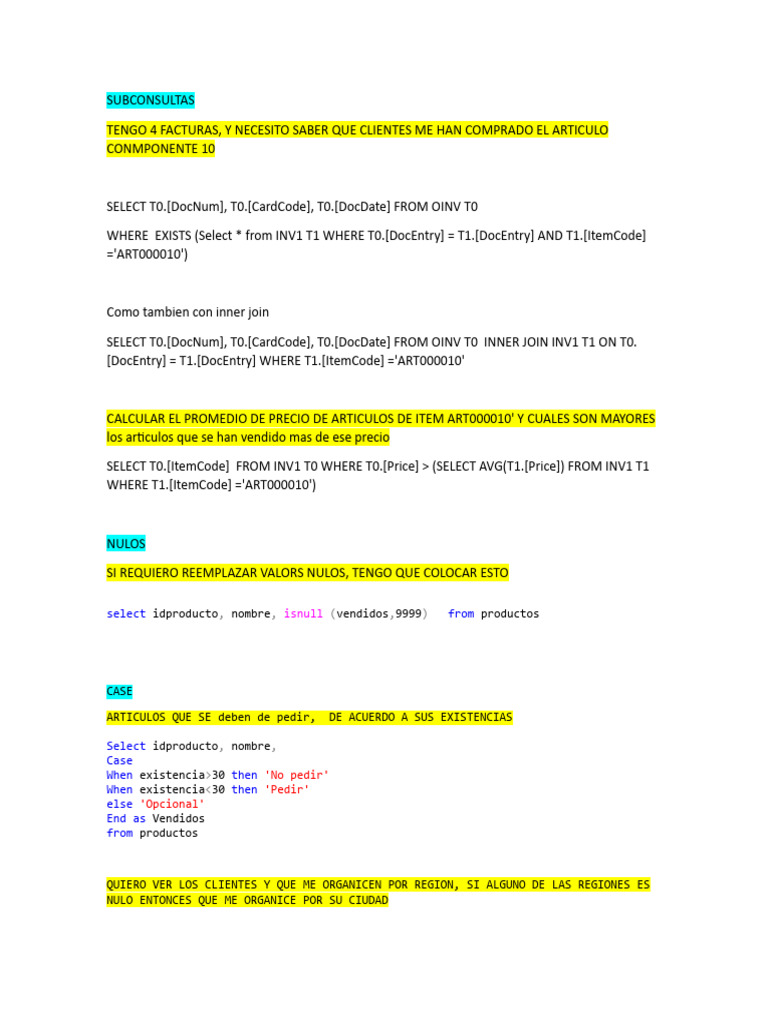 Ejemplos Querys Sap Sql Pdf Bases De Datos Sql