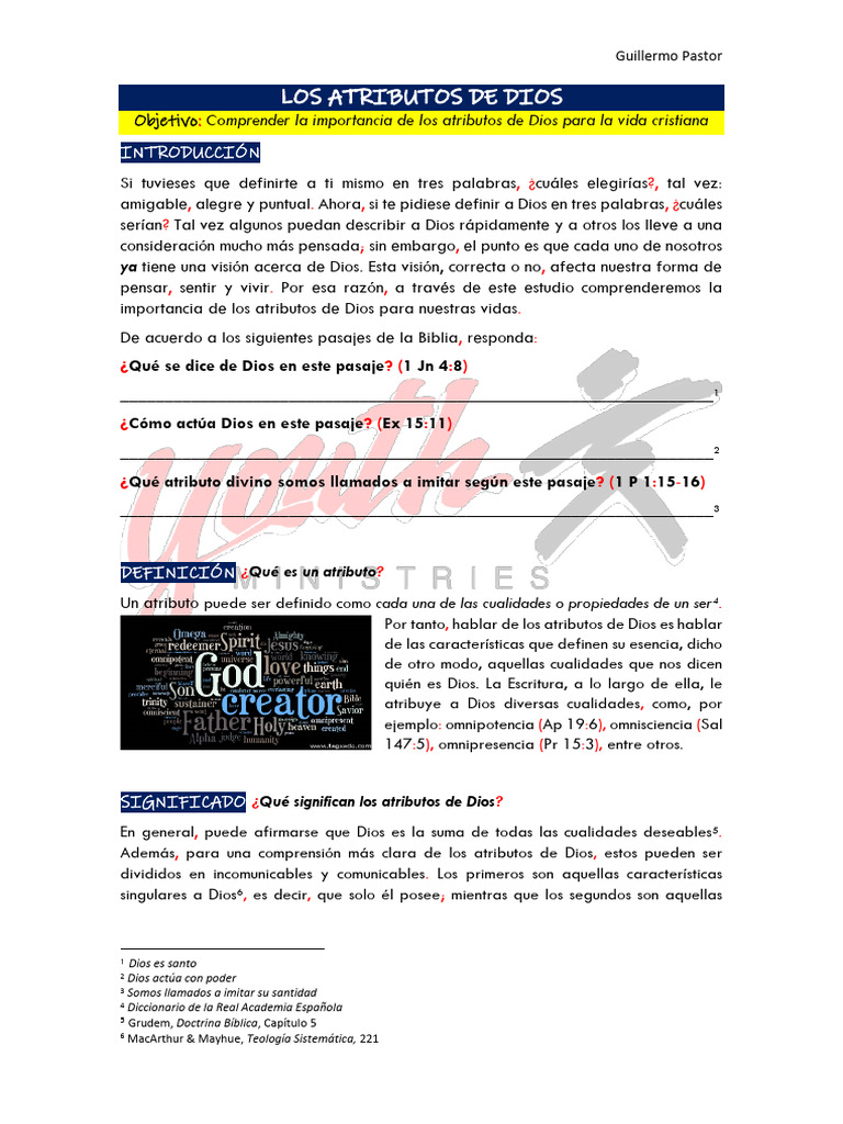 Los Atributos de Dios - Estudio Bíblico Dirigido A Jóvenes | PDF | Dios | Santo