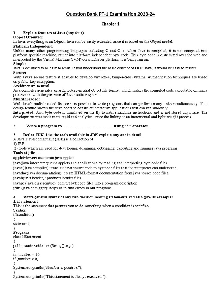 Java Pt1 Qb Download Free Pdf Java Programming Language Java Virtual Machine