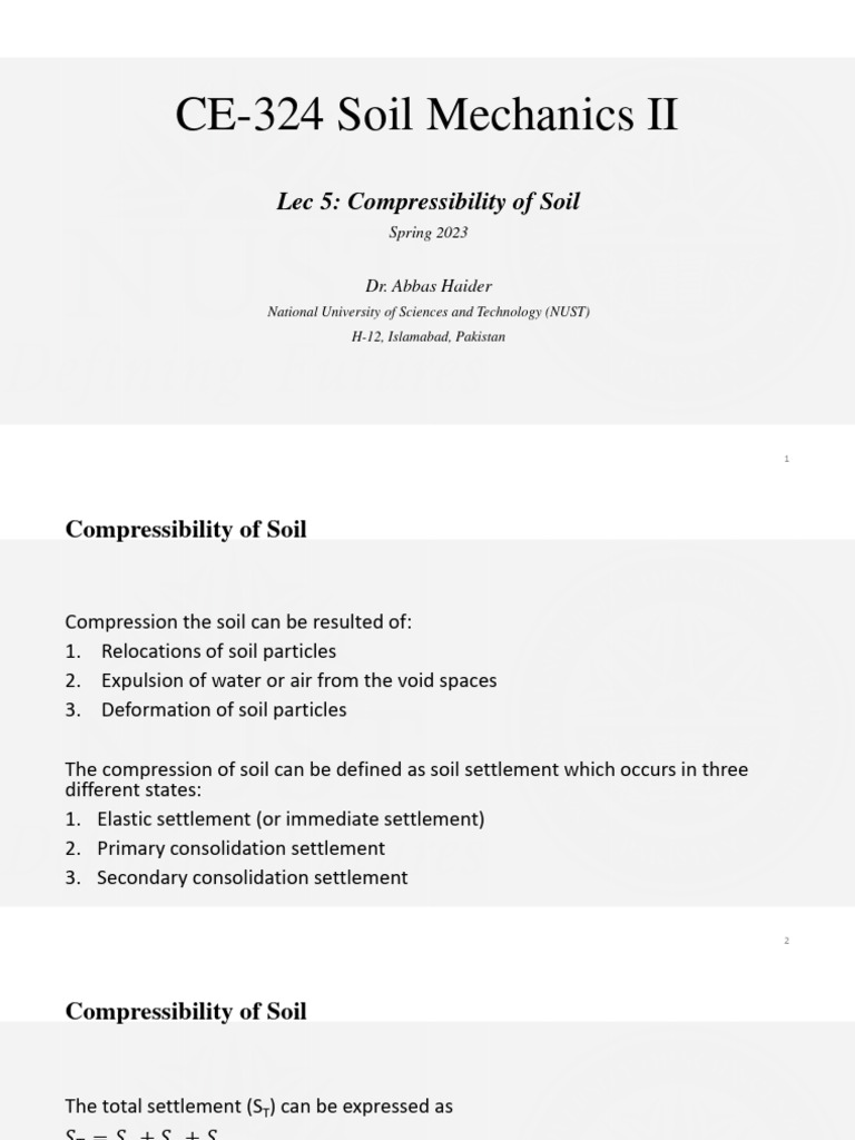 CE-324 Soil Mechanics II - Lec 5 - Compressibility of Soil | PDF | Soil ...