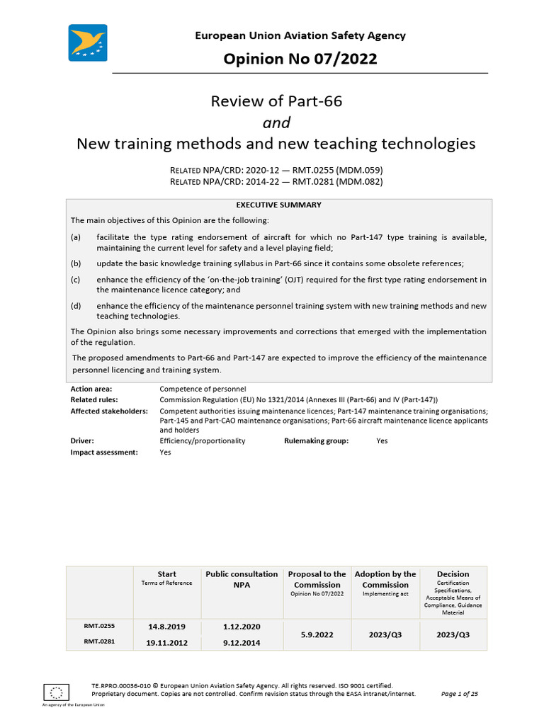 Review of Part-66 Amendments 2022 | PDF | European Union | Iso 9000