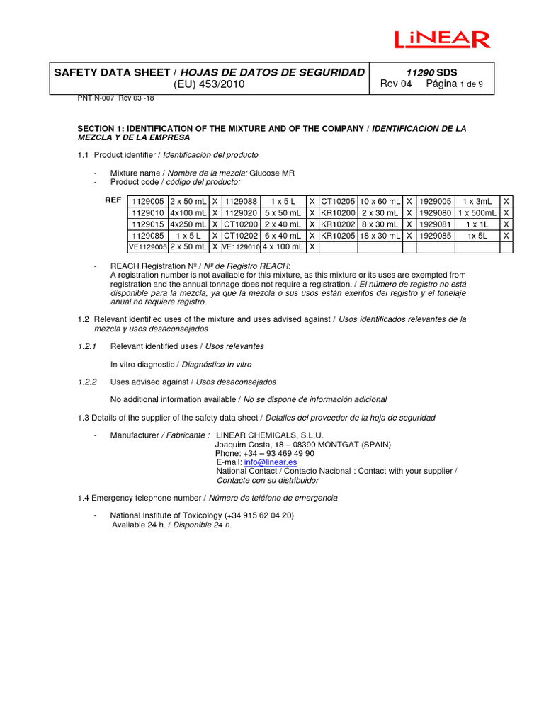 SDS 11290 Glucose MR Rev. 04 With Cromavet | PDF