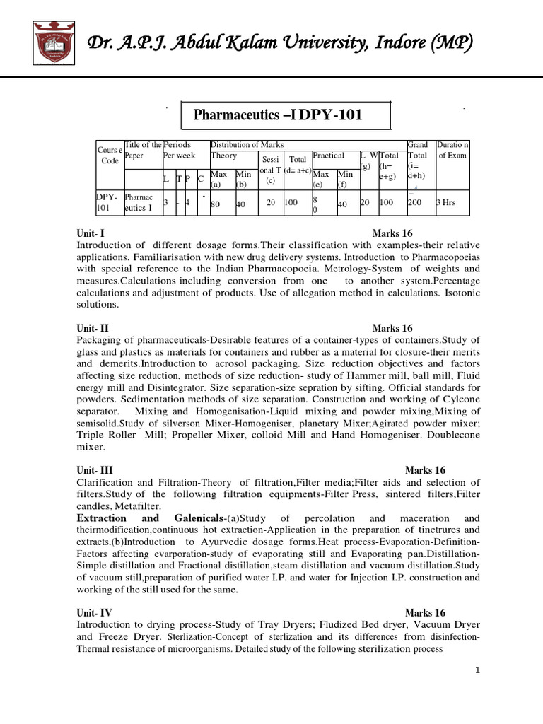 D.Pharm 1 and 2 Year Syllabus | PDF | Human Body | Emulsion