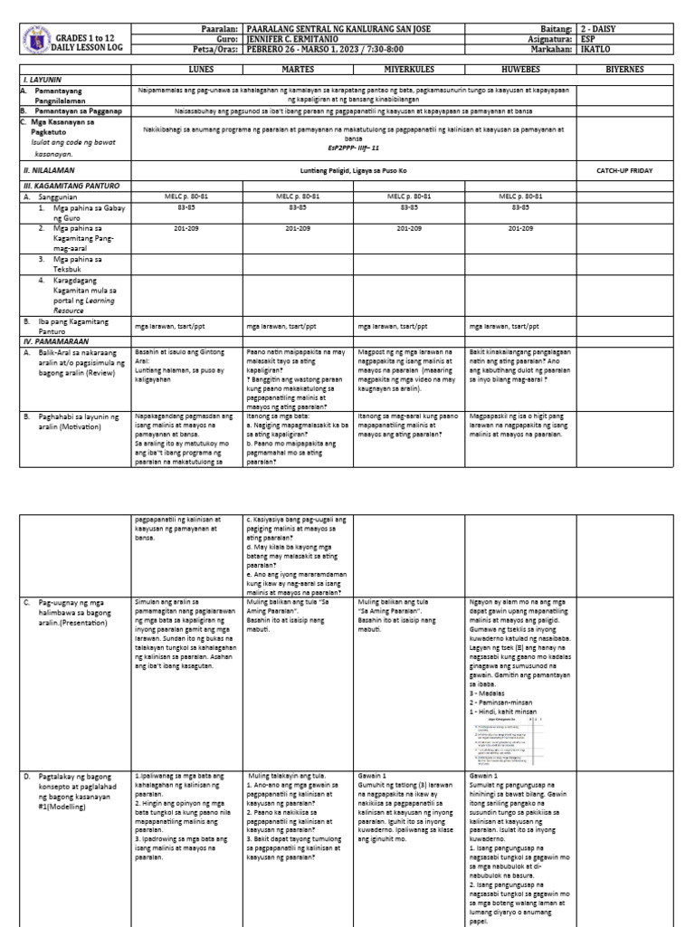 DLL Esp2 Q3 W5 | PDF