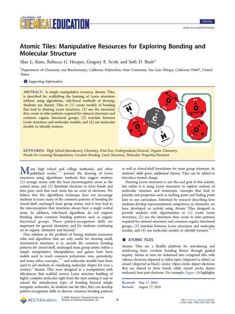 Atomic Tiles for Bonding Exploration | PDF | Chemical Bond | Molecules